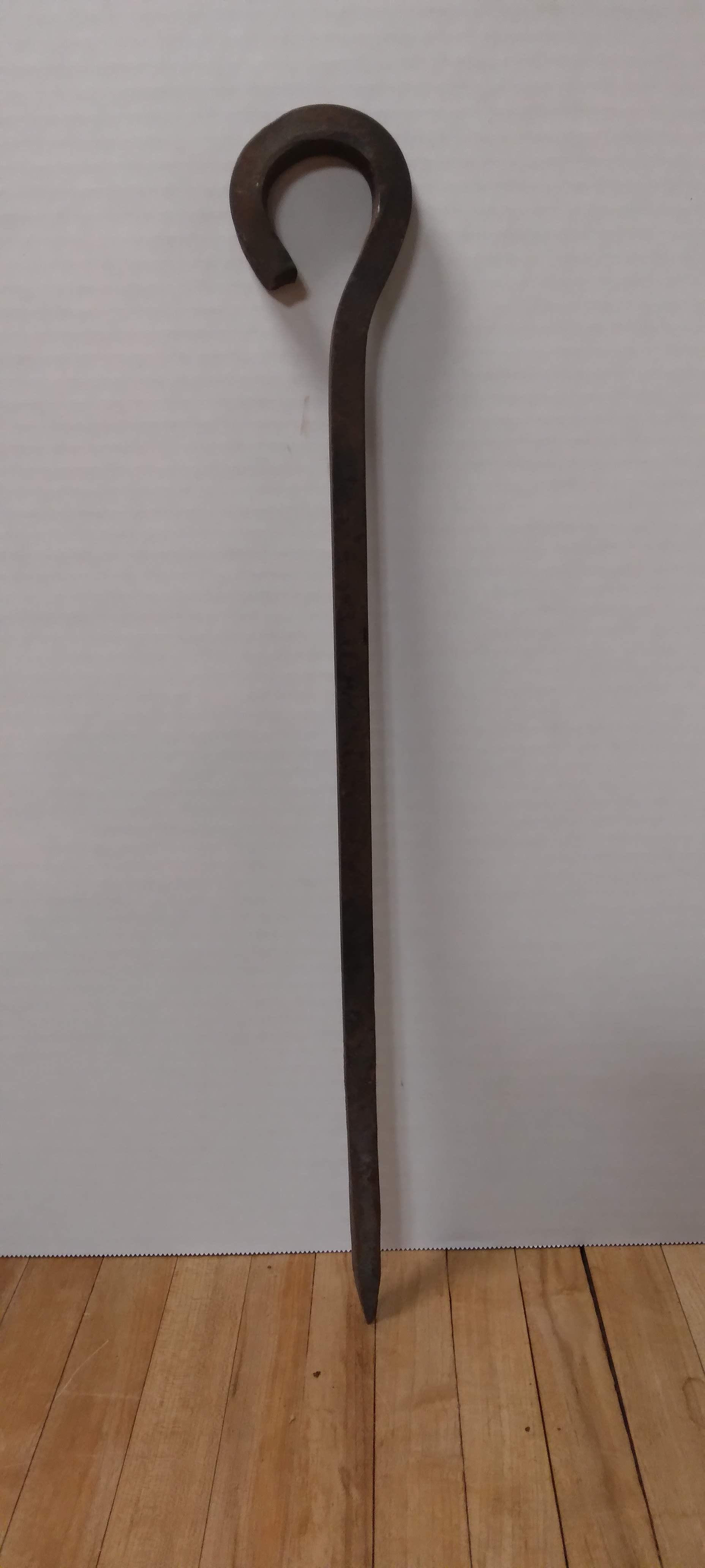 Vintage 19 Inch Cast Iron Hooked Spike 007 | Rusty Raven LLC